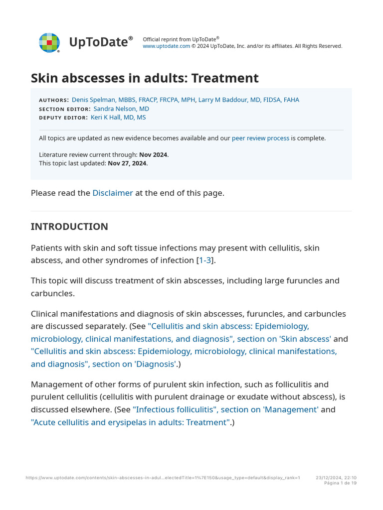 Skin Abscesses in Adults - Treatment - UpToDate | PDF | Methicillin ...