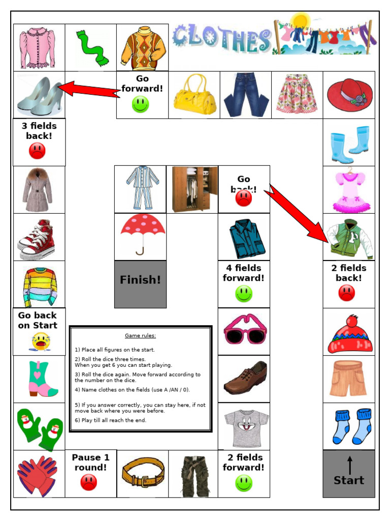 Clothes Board Game Games Picture Dictionaries 16159 | PDF
