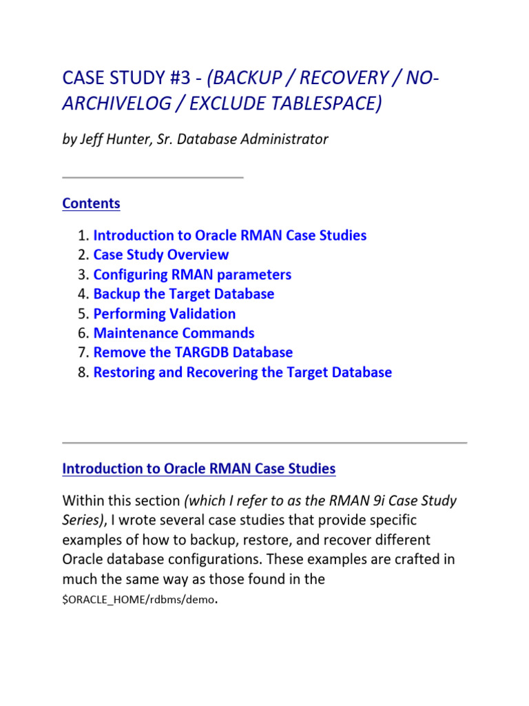 Case Study #3 - Backup, Recovery, No-Archivelog and Exclude Tablespace ...