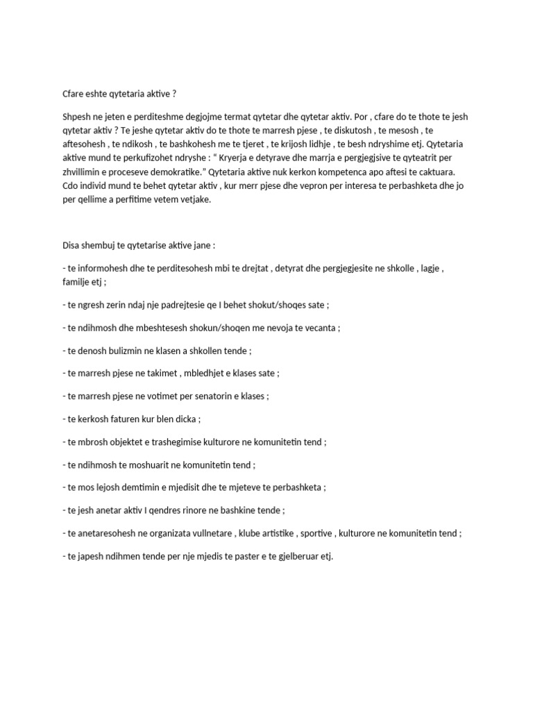 Cfare Eshte Qytetaria Aktive | PDF