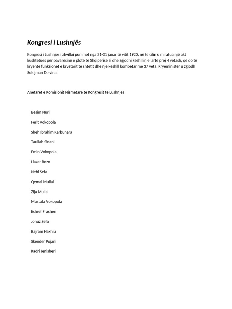 Kongresi I Lushnjës | PDF