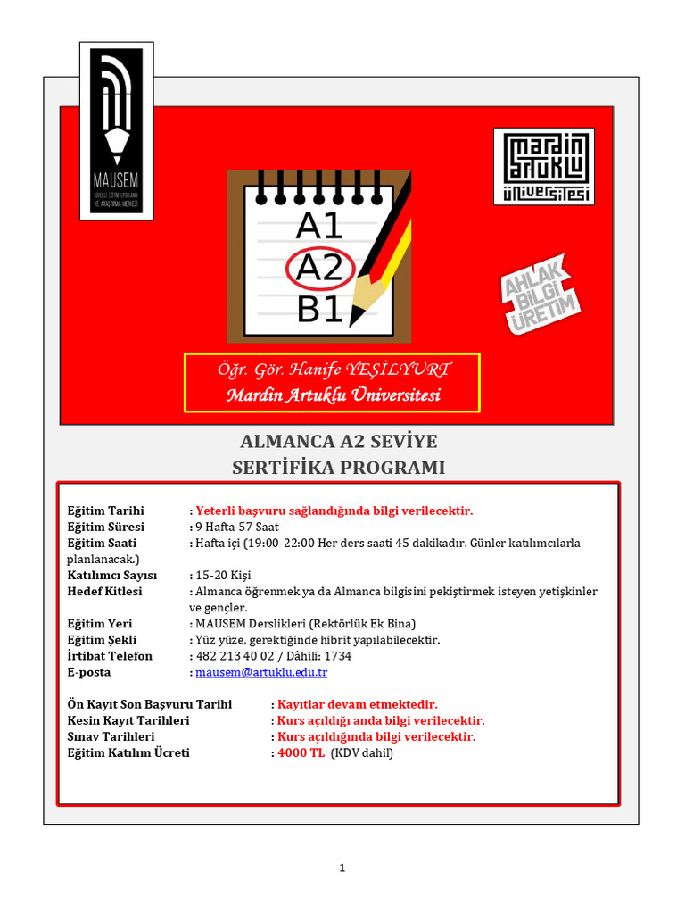 A2 Almanca Afişi - Tarih Uzatma | PDF