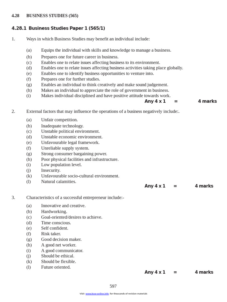 2013 Kcse Business Studies MS | PDF | Taxes | Labour Economics