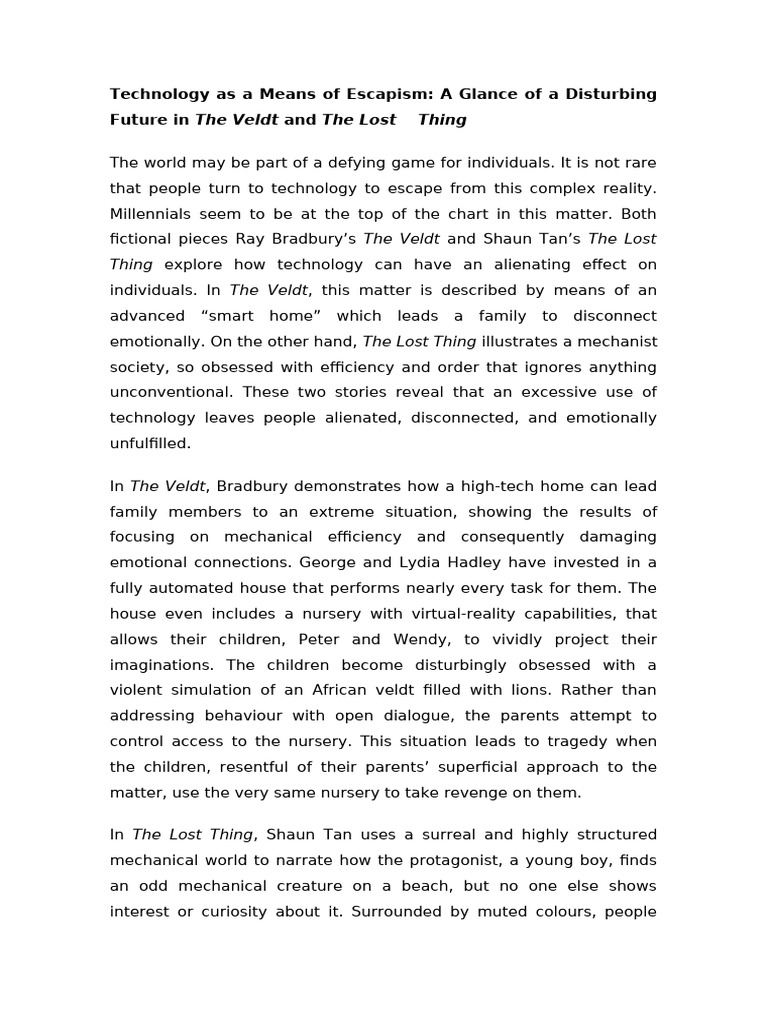 Technology's Alienating Escapism | PDF