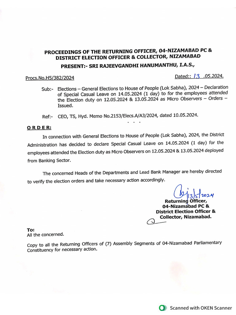 SPL Casual Leave For Micro Observers | PDF