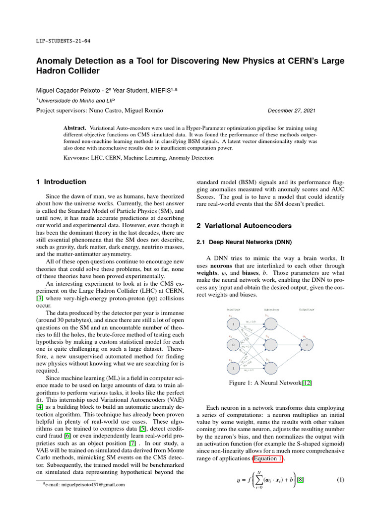 Anomaly Detection as a Tool for Discovering New Physics at CERN’s Large Hadron Collider | PDF ...