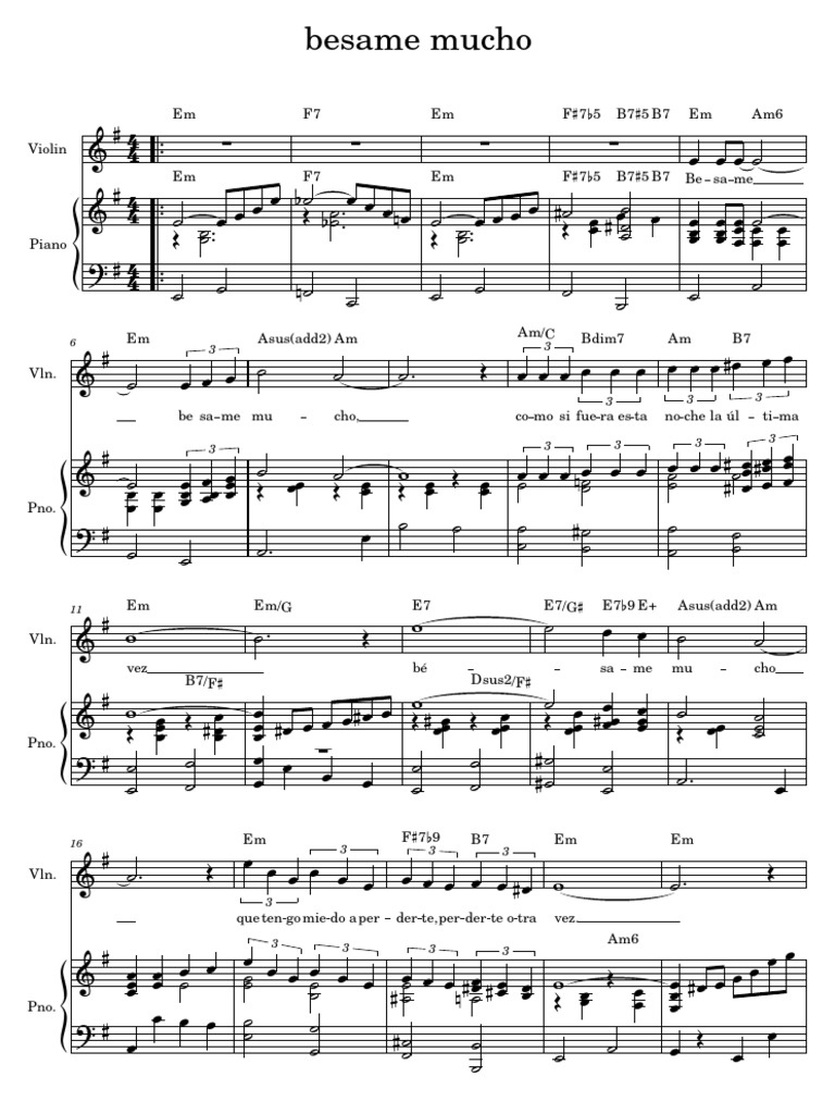 Besame Mucho PianoVocal Leadsheet | PDF