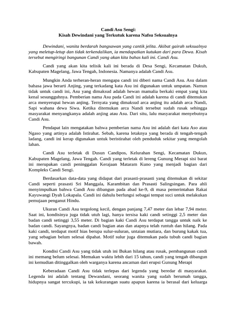 Sejarah dan Legenda Candi Asu Sengi | PDF