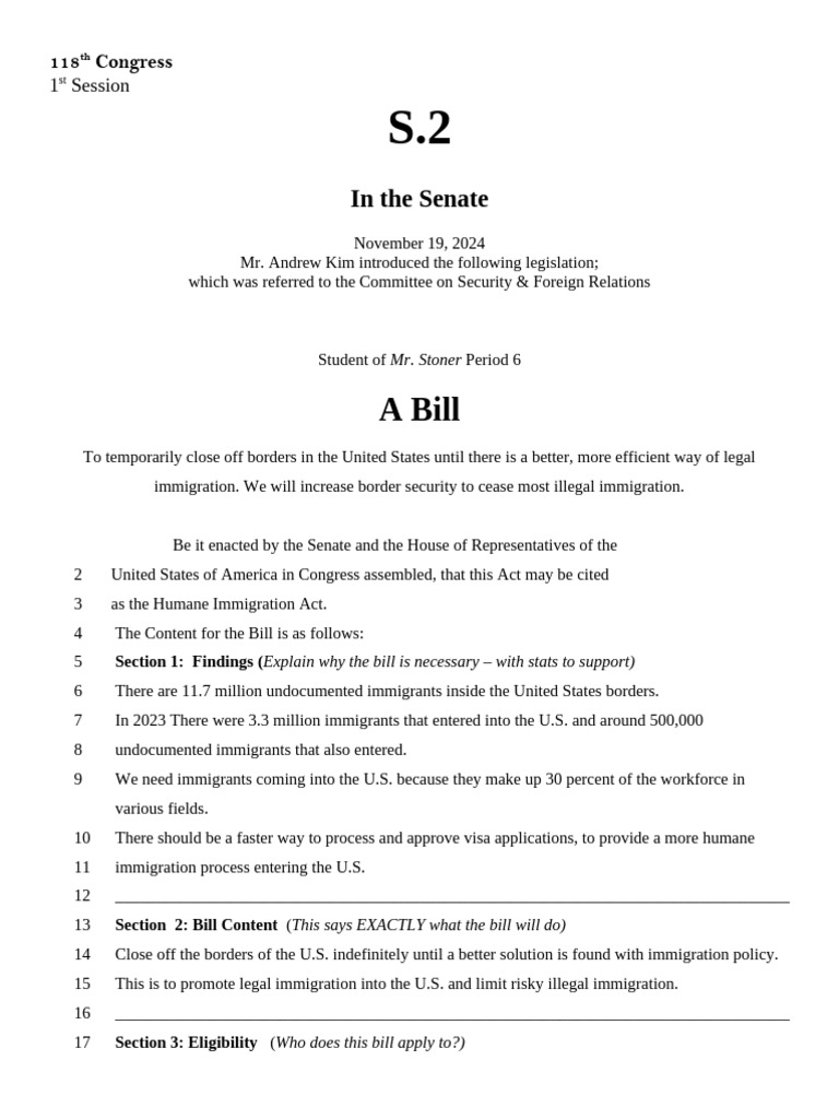 ML Model+Congress+Bill+Template+ | PDF | Emigration, Immigration, and ...