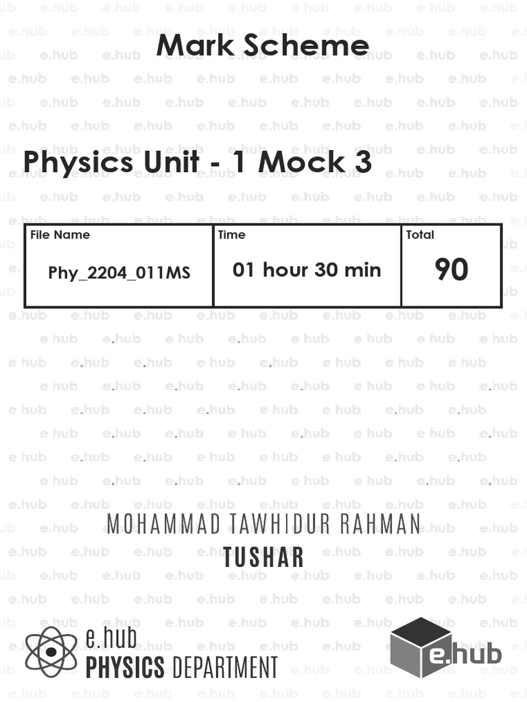Phy - 2204 - 011MS Unit 1 Mock 3 | PDF | Force | Area