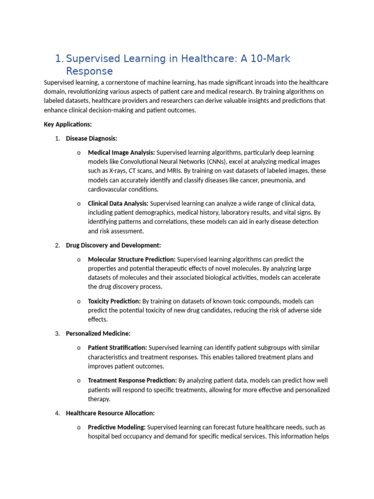 Supervised Learning in Healthcare | PDF | Regression Analysis | Linear ...