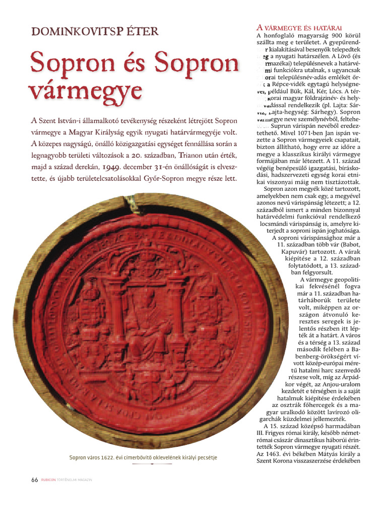 Sop Ron És Sop Ron Vár Me Gye: Do Min Ko Vits P É Ter | PDF