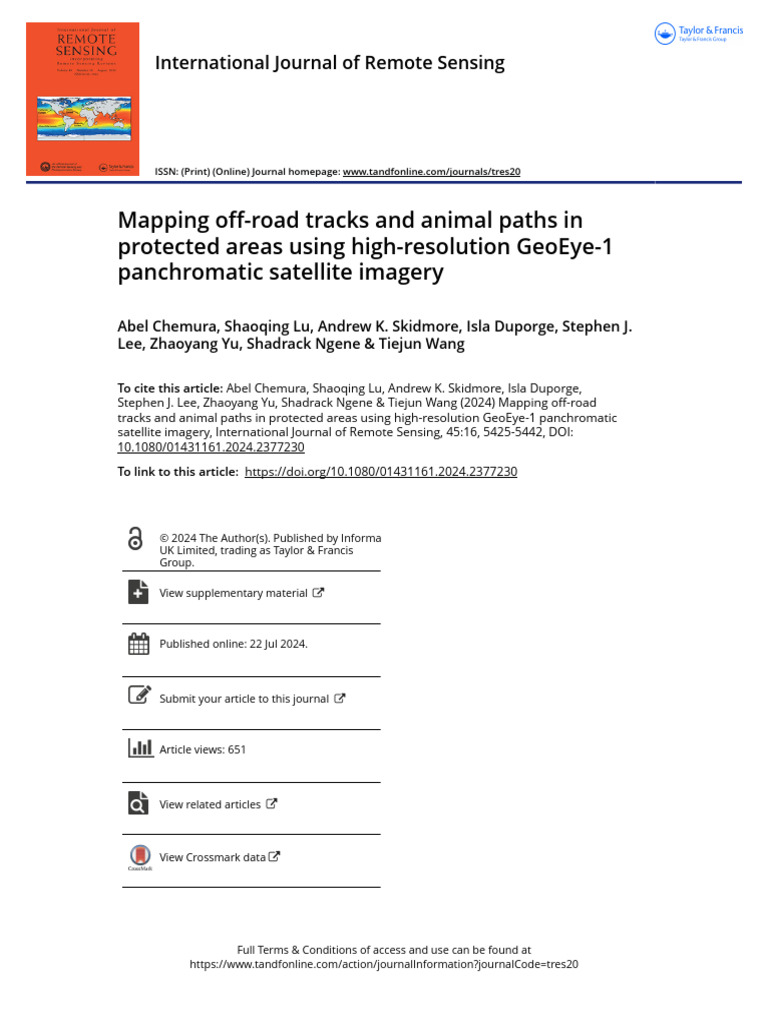 Mapping Off-Road Tracks and Animal Paths in Protected Areas Using High ...