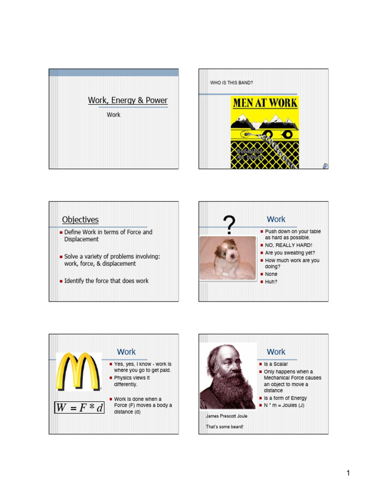 Work, Energy, Power - L01 - Work | PDF | Force | Nature