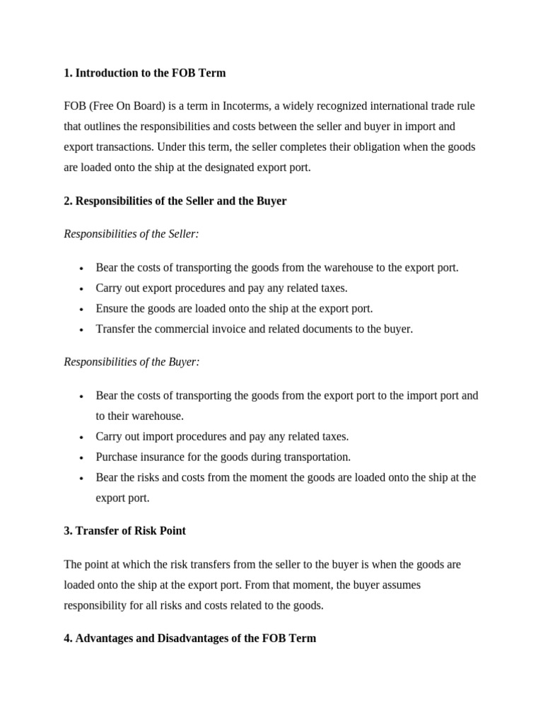 FOB vs CIF: Key Trade Responsibilities | PDF | Economies | Trade