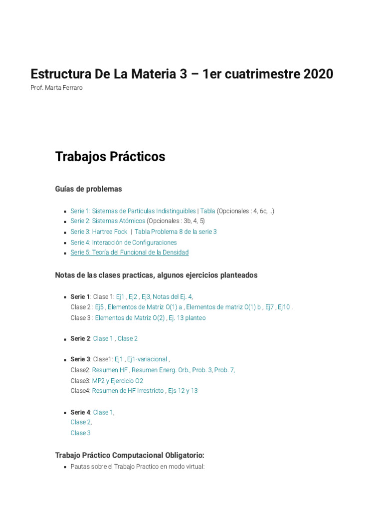Trabajos Prácticos - Estructura de La Materia 3 - 1er Cuatrimestre 2020 | PDF