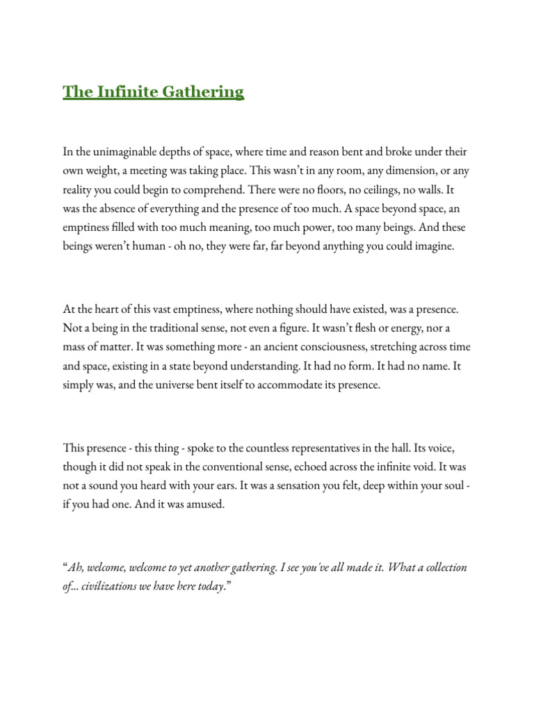 Cosmic Gathering of Infinite Beings | PDF | Universe | Nothing