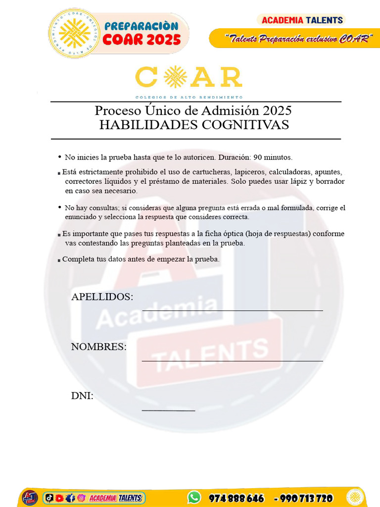 Examen Simulacro Final Coar 2025 - Compressed | PDF