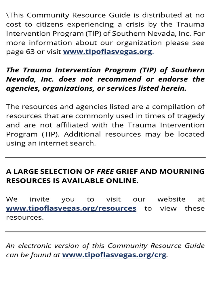 TIP Resource Guide - TJ 01032022 | PDF | Grief | Psychotherapy