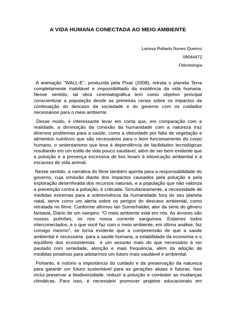 A Vida Humana Conectada Ao Meio Abiente | PDF | Ambiente natural