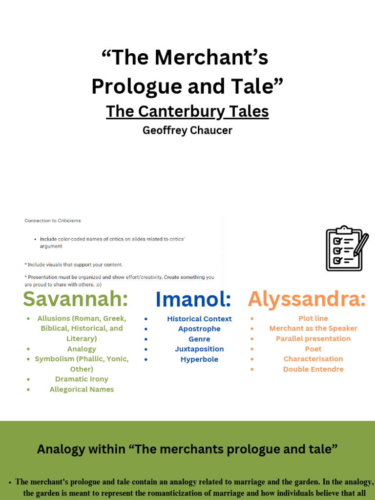 Summary of The Merchant's Prologue & Tale | PDF