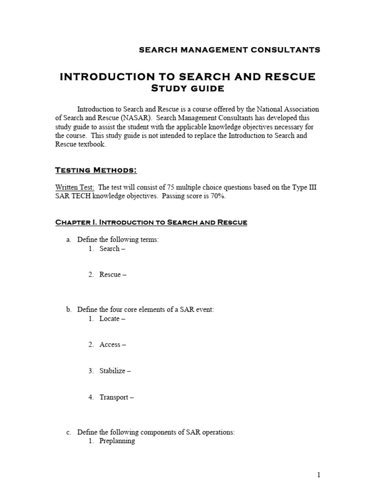 SAR Study Guide for NASAR Course | PDF | Search And Rescue | Compass