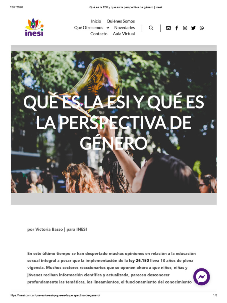 Qué Es La ESI y Qué Es La Perspectiva de Género - Inesi | PDF | Género ...