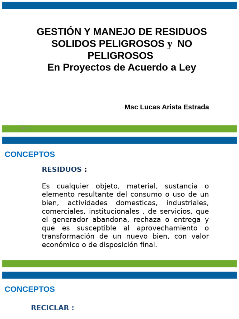 Gestion y Manejo de Residuos Solidos Peligrosos y No Peligrosos | PDF | Residuos | Gestión de ...