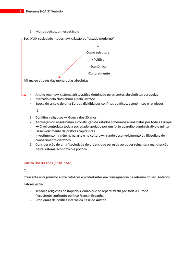 Resumo HCA 3ºP | PDF | Barroco | Renascimento
