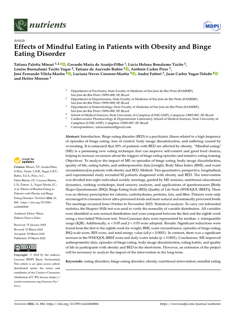 Effects of Mindful Eating in Patients with Obesity and Binge - Copia ...