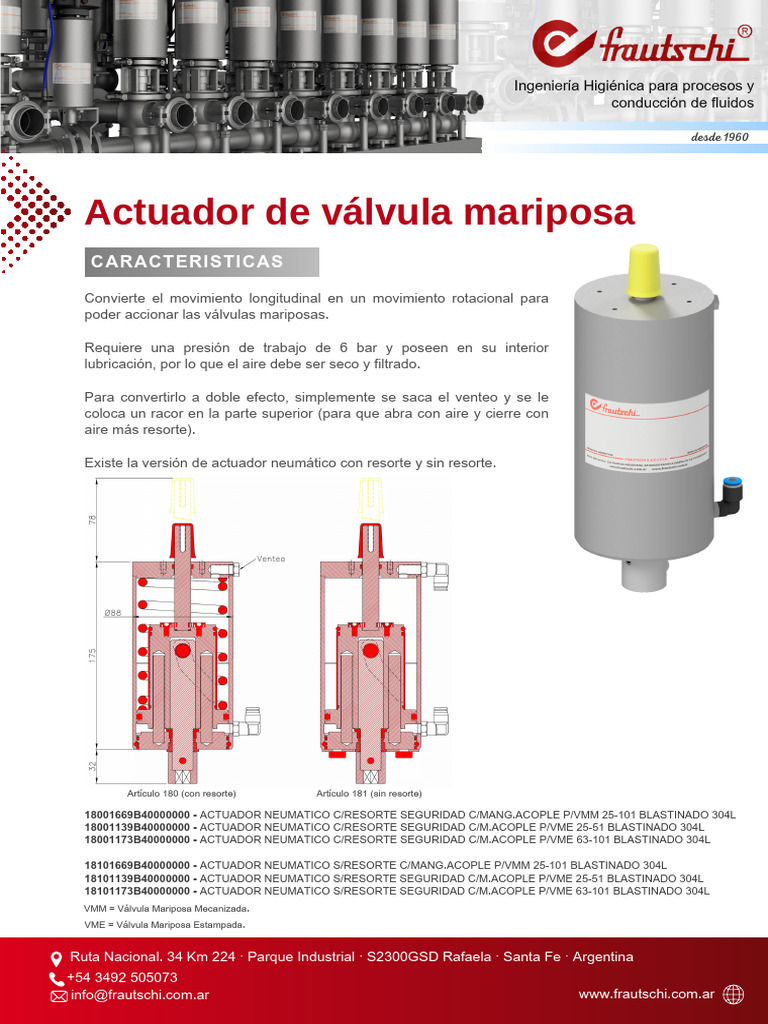 FRAUTSCHI Actuador-De-Valvula-Mariposa | PDF | Solenoide | Neumático