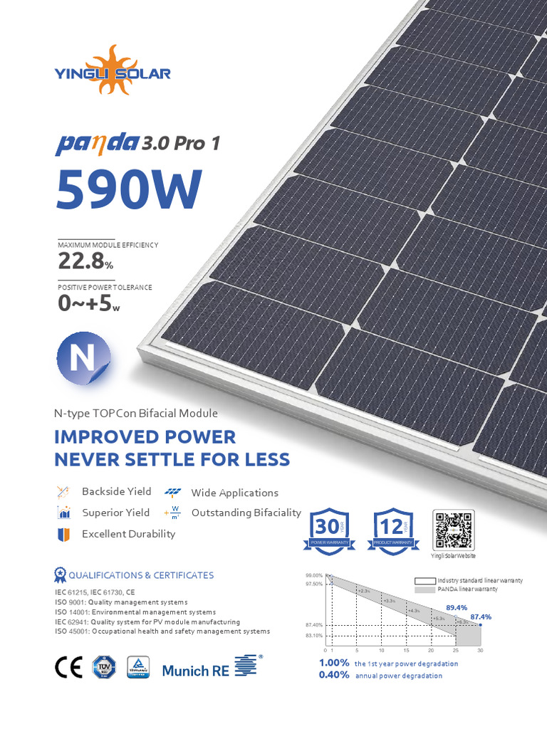 580 W YLD - DS - PANDA 3.0 Pro 1 - 144GG590 - 3.2.1 - EN - V06 | PDF | Solar Panel | Electricity