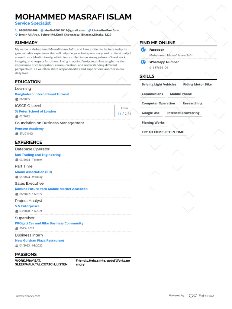 Mohammed Masrafi Islam Resume | PDF