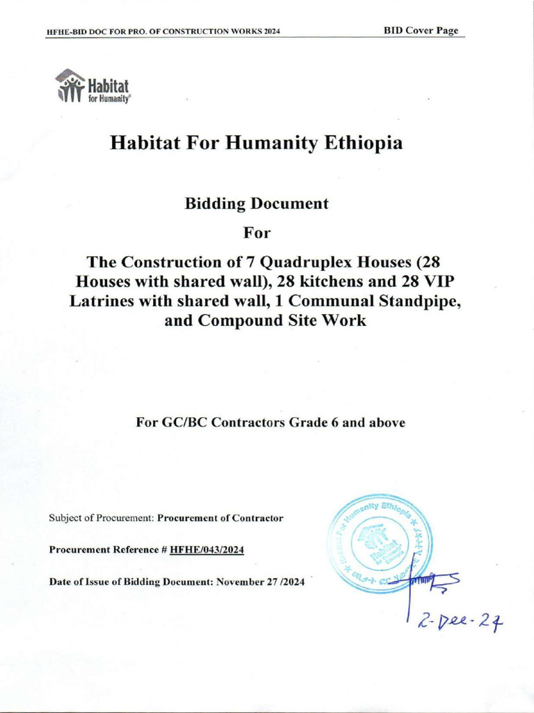 Construction of 28 Houses Tender HFHE 040 24_compressed | PDF