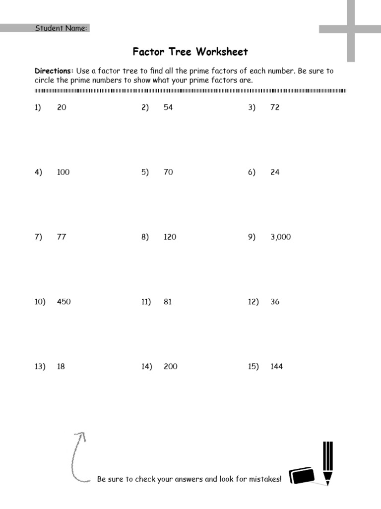 Factor Tree Worksheet | PDF