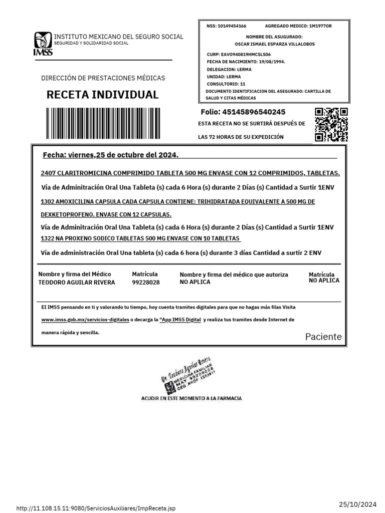 Receta Imss Individual PDF | PDF