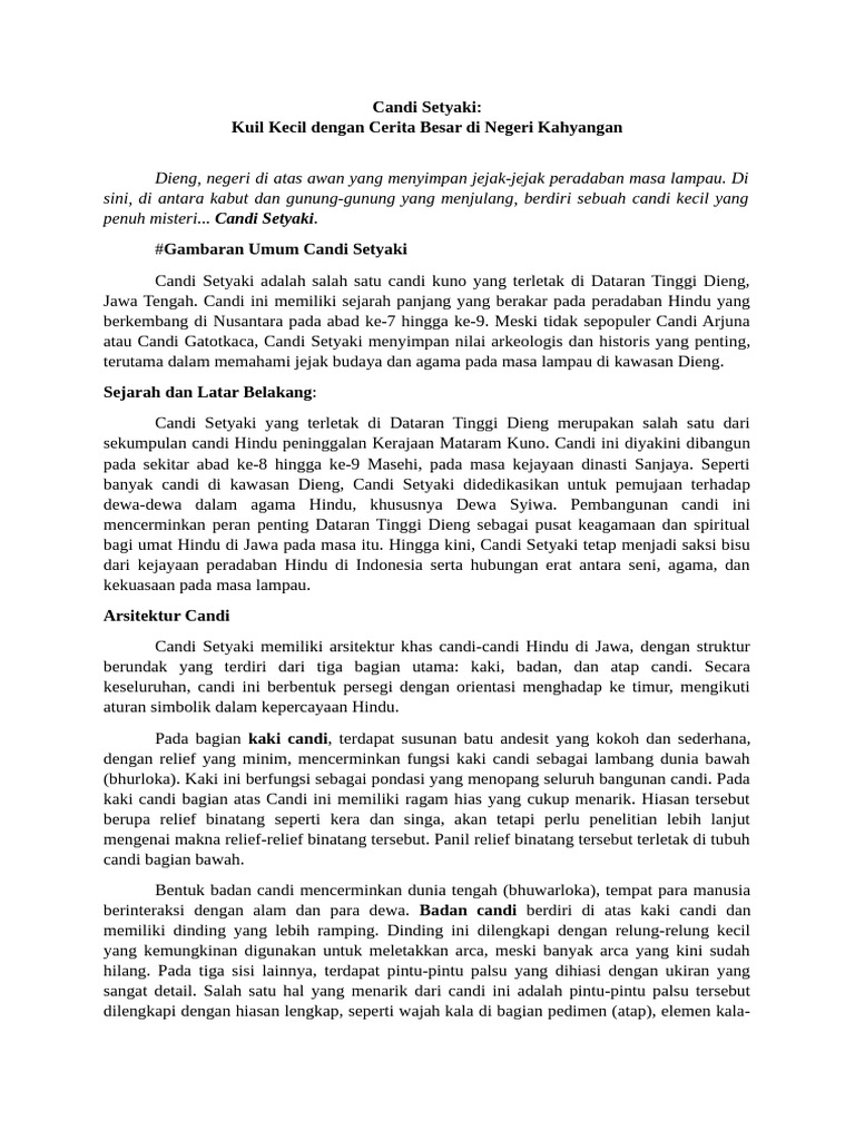 Candi Setyaki Dieng | PDF