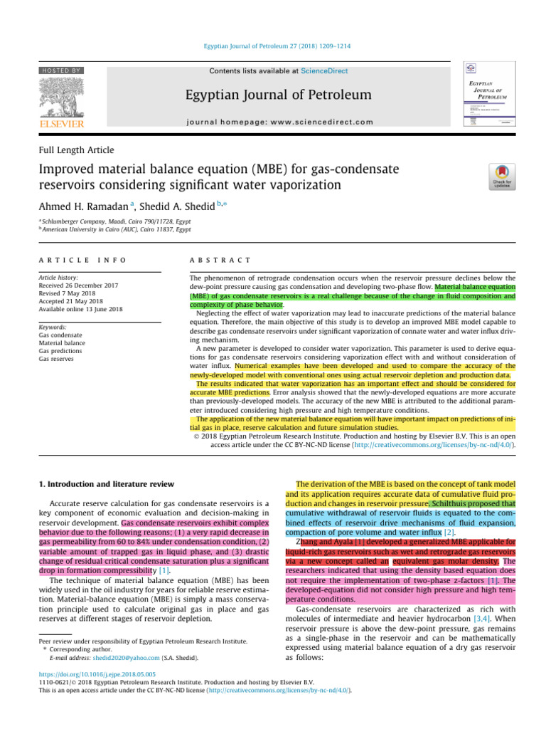 Improved Material Balance Equation (MBE) For Gas-Condensate Reservoirs ...