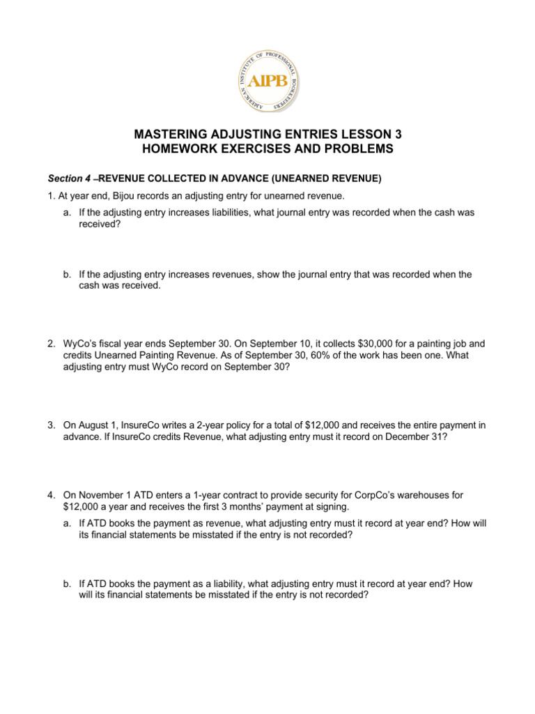 Adjusting Entries for Unearned Revenue | PDF | Insurance | Business