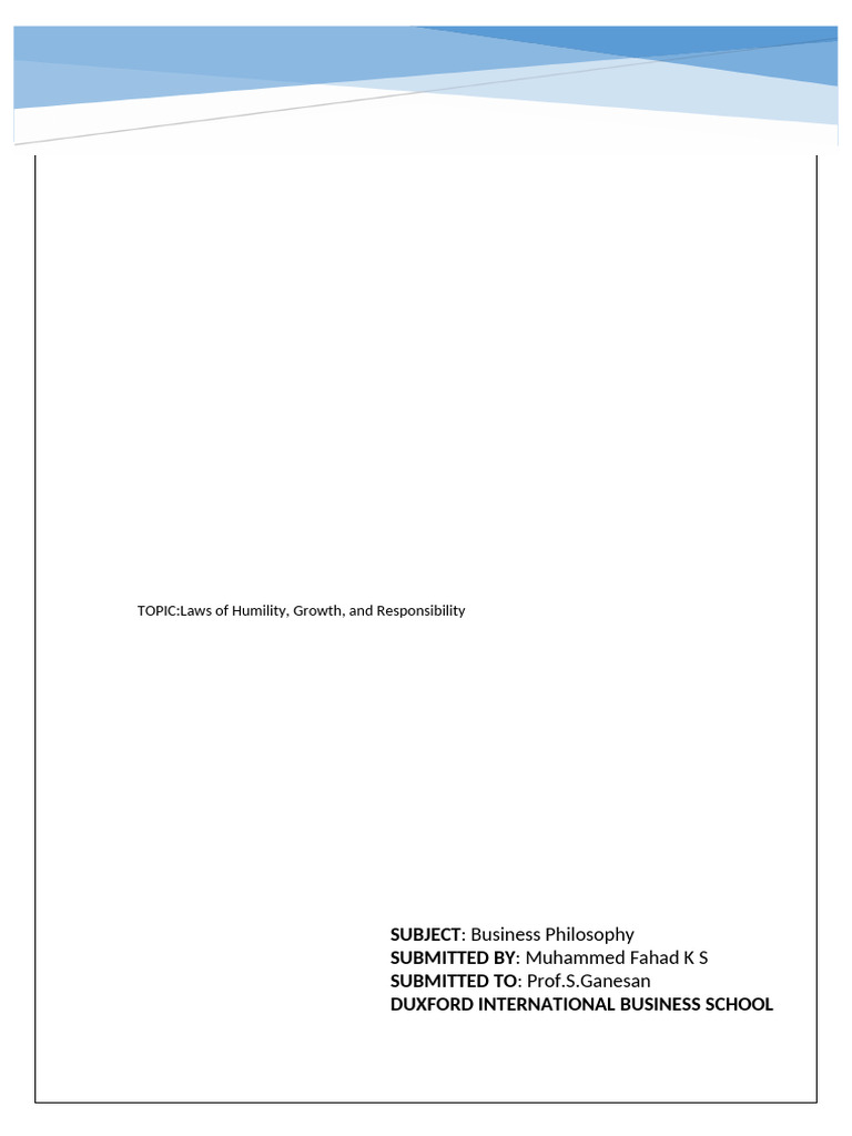 Business Laws: Humility, Growth, Responsibility | PDF | Personal ...