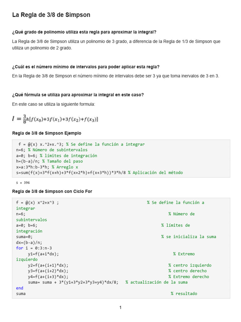 Regla 8 Simpson Metodo Romberg | PDF | Integral | Análisis numérico