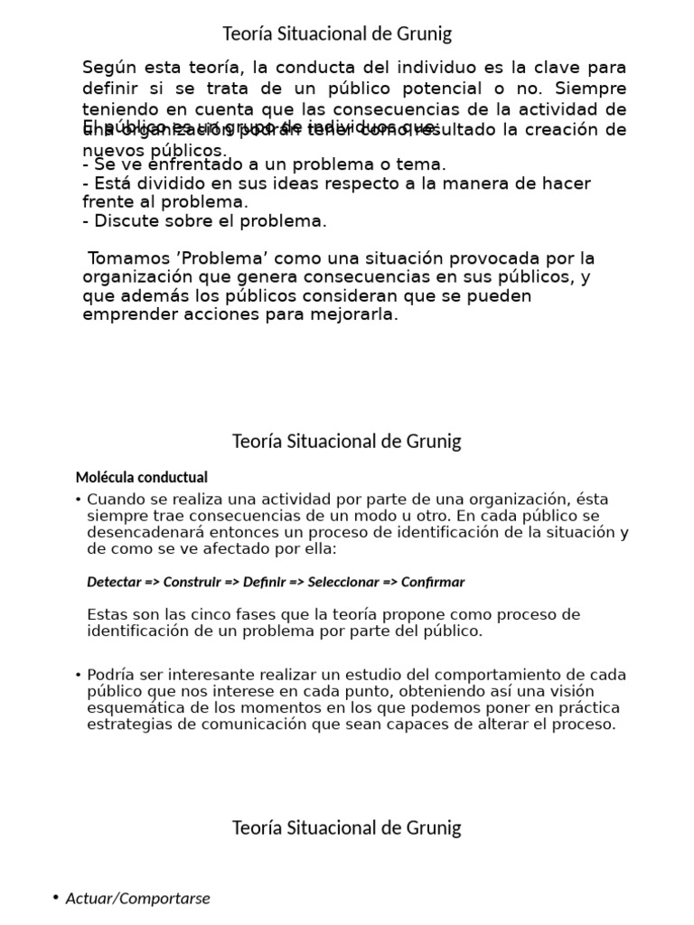 Teoría Situacional de Grunig en Comunicación | PDF