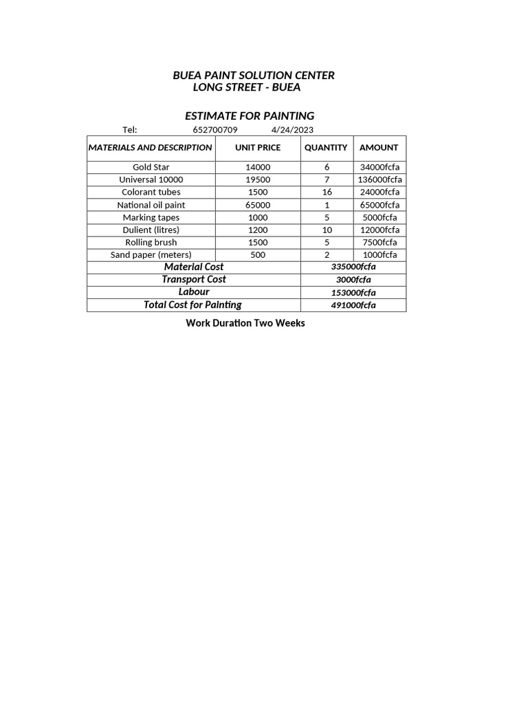 Paint Estimate | PDF