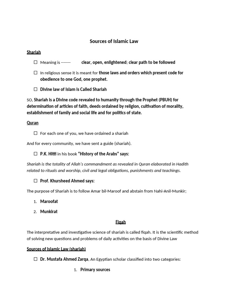 Sources of Islamic Law: Shariah and Fiqah | PDF | Sharia | Hadith