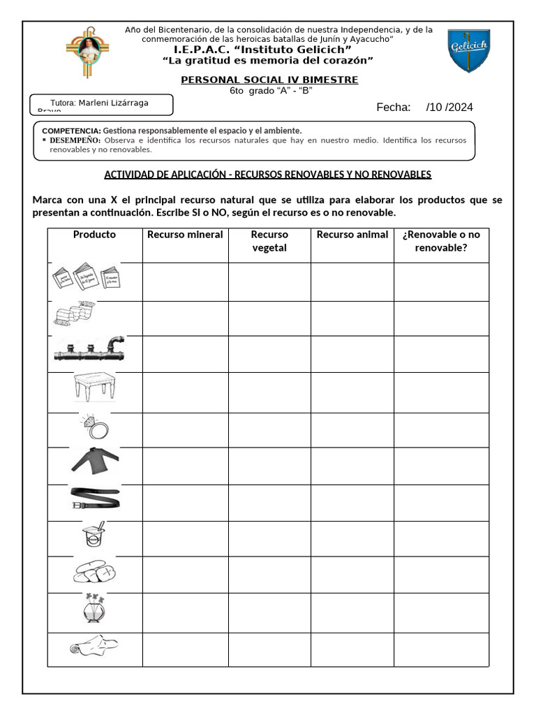 6 Practica - Recursos Renovables y No Renovables | PDF | Energía ...