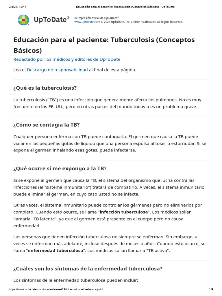 Educación para El Paciente - Tuberculosis (Conceptos Básicos ...