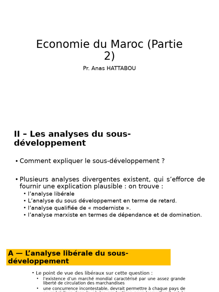 Analyses du sous-développement au Maroc | PDF | Économie | Salaires