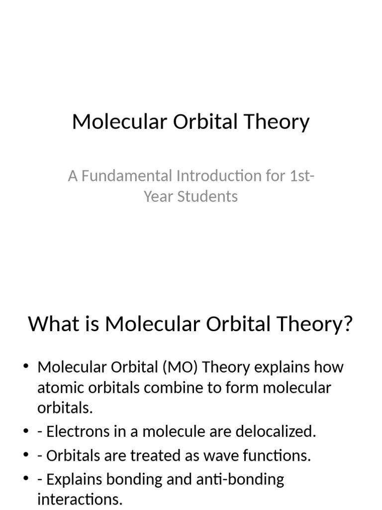 Molecular Orbital Theory Presentation | PDF