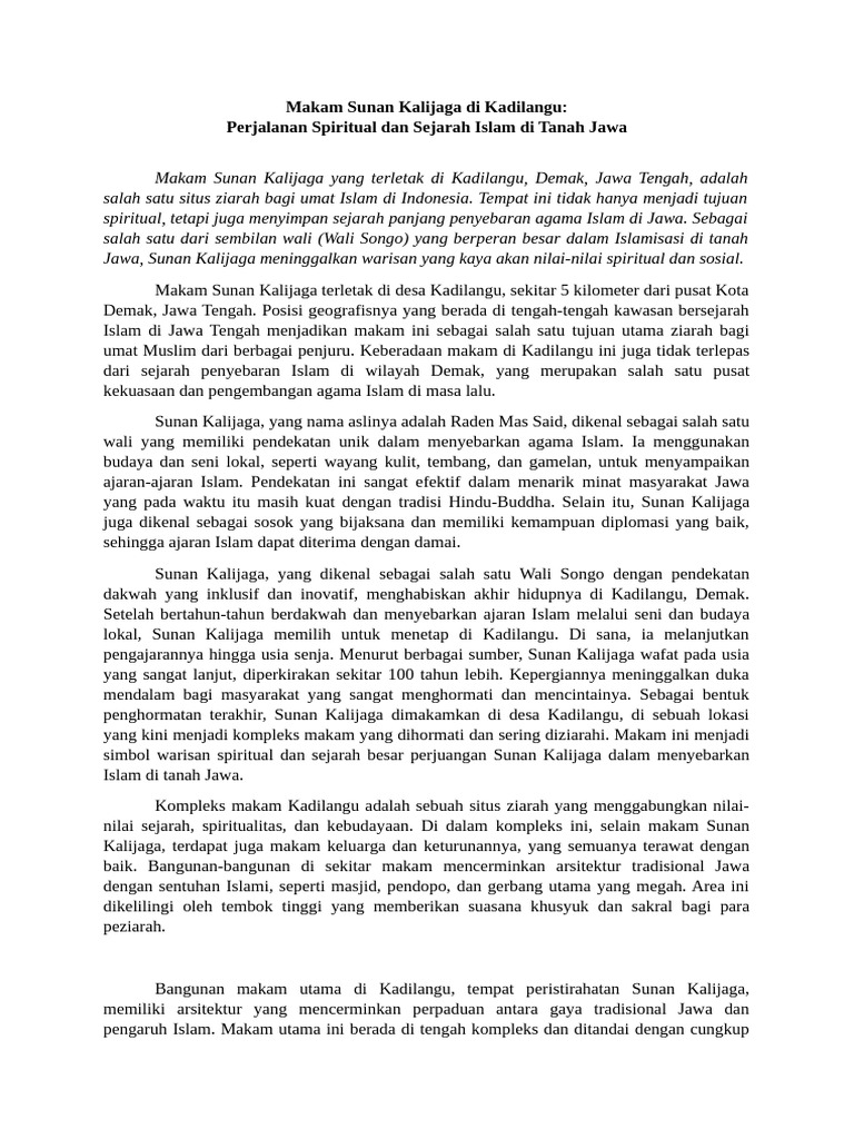 Makam Sunan Kalijaga Di Kadilangu | PDF