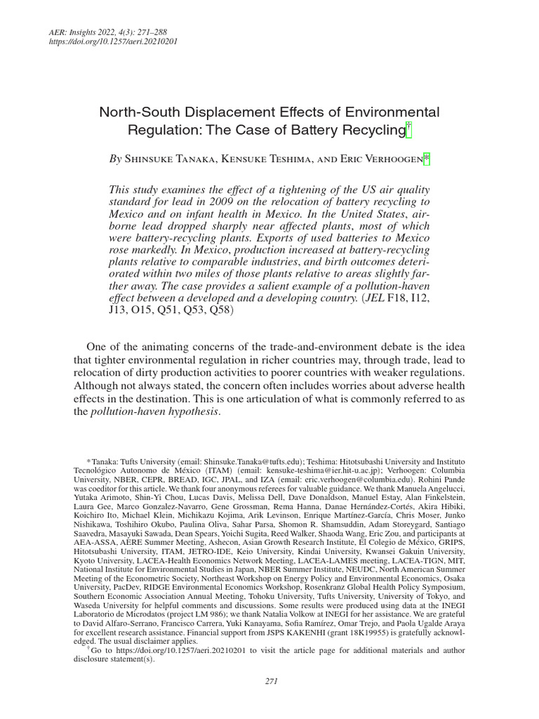 Tanaka, Teshima & Verhoogen (2022) - North-South Displacement Effects ...